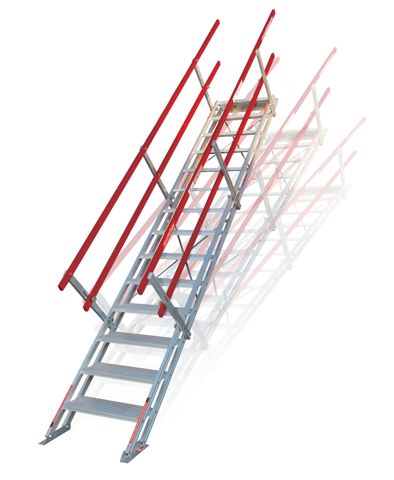Temporary Articulating Construction Stairs - Prefab Height Adjustable ...