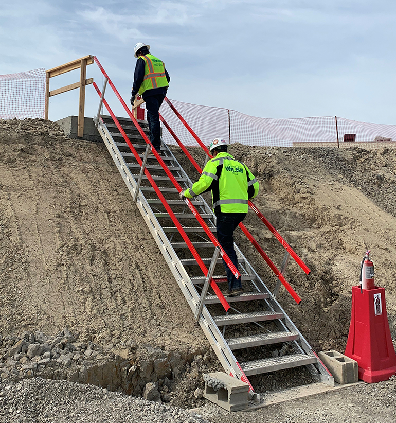 Temporary Articulating Construction Stairs | Height Adjustable Metal ...